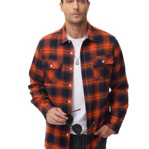 MAGCOMSEN Men's Fall Shirts for Men Button Up Flannel Shirts Long Sleeve Plaid Shirts Winter Shirts Casual Shirts Orange,2XL