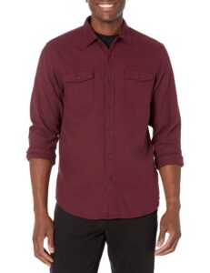 amazon essentials men's slim-fit long-sleeve two-pocket flannel shirt, burgundy heather, x-large