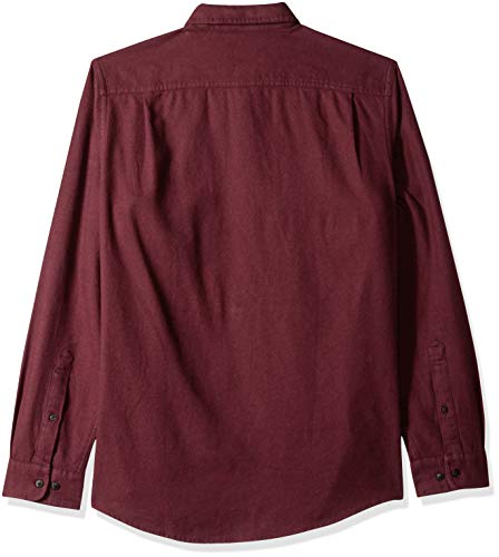 Amazon Essentials Men's Slim-Fit Long-Sleeve Two-Pocket Flannel Shirt, Burgundy Heather, X-Large