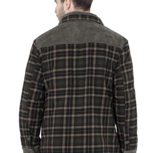 NEWHALL Men's Plaid Long sleeve flannel lined Buttoned Shirt, Winter Windproof and Warm Jacket S Dark Green