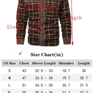 NEWHALL Men's Plaid Long sleeve flannel lined Buttoned Shirt, Winter Windproof and Warm Jacket S Dark Green