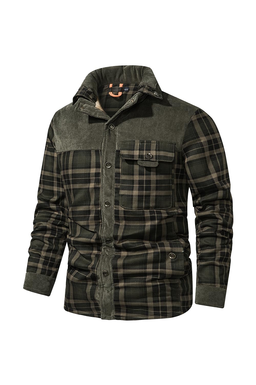 NEWHALL Men's Plaid Long sleeve flannel lined Buttoned Shirt, Winter Windproof and Warm Jacket S Dark Green