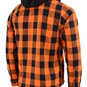 Milwaukee Leather Men's Flannel Plaid Shirt Orange and Black Long Sleeve Cotton Button Down with Hoodie MNG11642-2X-Large