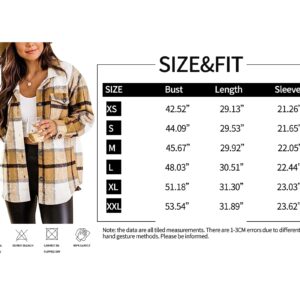 Blansdi Women’s Casual Plaid Flannel Shacket Jacket Oversized Button Down Long Sleeve Fall Shirt Jacket Coat Tops