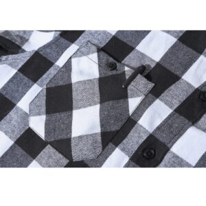 ZITY Flannel Plaid Shirt for Men Regular Fit Long Sleeve Casual Button Down Shirts Black White Gray X-Large