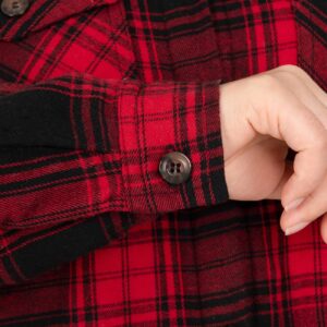 ThCreasa Flannel Shirt Jacket Women with Hood, Buffalo Plaid Sherpa Fleece Lined Button Up Hooded Flannel Jacket Women Red M