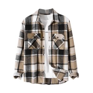 zaful men's unisex plaid shirt casual flannel jacket button down long sleeve pocket shirt tops