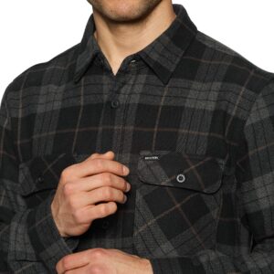 Brixton mens Bowery L/S Flannel Button Down Shirt, Black/Charcoal, X-Large US