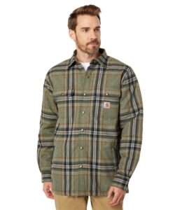 carhartt men's 105430 relaxed fit flannel sherpa-lined shirt jac - x-large regular - basil