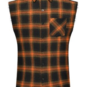 JG JENNY GHOO Sleeveless Flannel Shirt Men Casual Plaid Button Down Shirts Vest