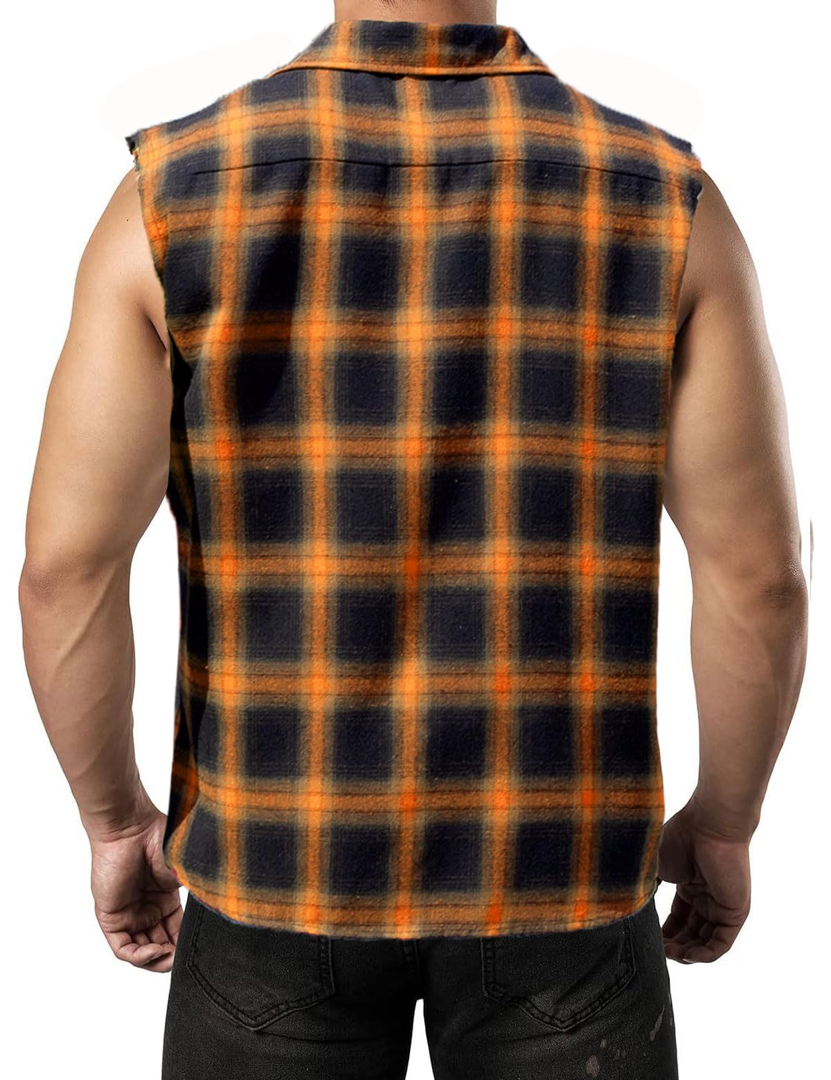 JG JENNY GHOO Sleeveless Flannel Shirt Men Casual Plaid Button Down Shirts Vest