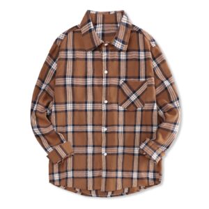 fuermos button down shirt men plaid shirts brown xl