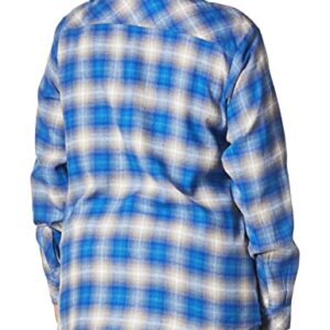 Dickies Women's Long Sleeve Flannel Shirt, Ombre Blue Grey Plaid, Medium