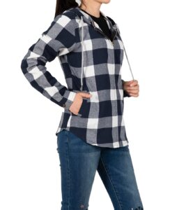 plaid flannel shirts for women hooded flannel shirt oversized zip up flannel hoodies fall flannel shacket blue white xxl