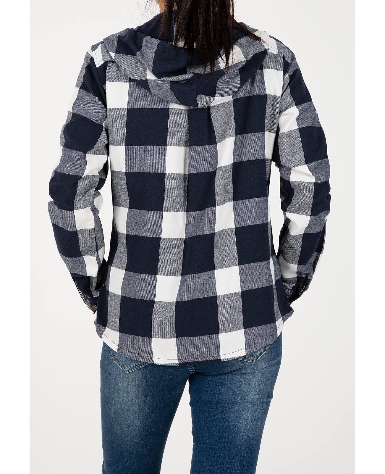 Plaid Flannel Shirts for Women Hooded Flannel Shirt oversized Zip Up Flannel Hoodies Fall Flannel Shacket Blue White XXL