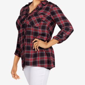 Ruby Rd. womens Flannel Top Blouse, Black Multi, Small US