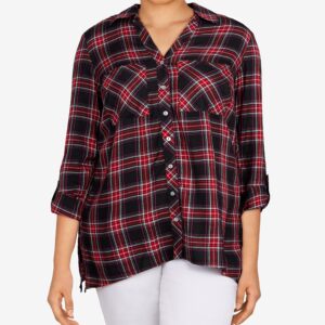 Ruby Rd. womens Flannel Top Blouse, Black Multi, Small US