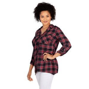 Ruby Rd. womens Flannel Top Blouse, Black Multi, Small US