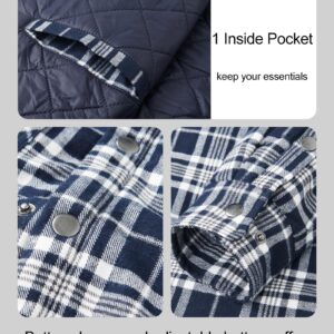 MAGCOMSEN Men's Flannel Shirt Jacket with Hood for Men Long Sleeve Hoodie Jacket Flannel Lined Plaid Button Down Shirts Casual Unisex Jacket