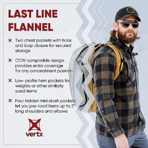 Vertx Last Line Mens Long Sleeve Plaid Flannel Tactical Shirt with Pockets built for Concealed Carry, CCW, Outdoor, Overlanding, and Daily Wear, Barren Large