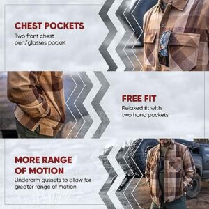 Vertx Last Line Mens Long Sleeve Plaid Flannel Tactical Shirt with Pockets built for Concealed Carry, CCW, Outdoor, Overlanding, and Daily Wear, Barren Large