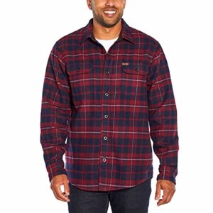 orvis men's button down winter heavy weight long sleeve flannel shirt, sangria plaid, medium