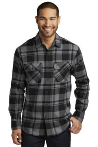 port authority plaid flannel shirt grey/black