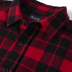 The Children's Place Men's Son Matching Long Sleeve Button Up Shirt, Spruce Plaid Flannel-Dad, X-Large