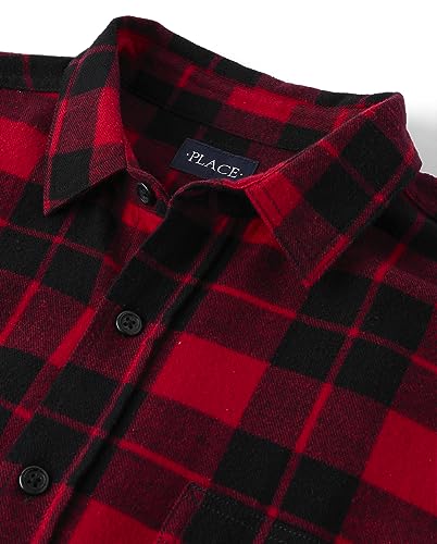 The Children's Place Men's Son Matching Long Sleeve Button Up Shirt, Spruce Plaid Flannel-Dad, X-Large