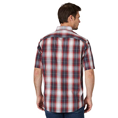 Wrangler Authentics Men's Short Sleeve Classic Shirt, Rosewood Plaid, XX-Large