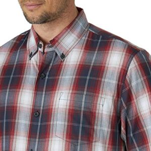 Wrangler Authentics Men's Short Sleeve Classic Shirt, Rosewood Plaid, XX-Large