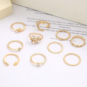 Gold Stacking Rings for Women Butterfly Knuckle Rings Snake Rings Moon Star Rings Heart Stacking Rings for Girls, Alloy, alloy