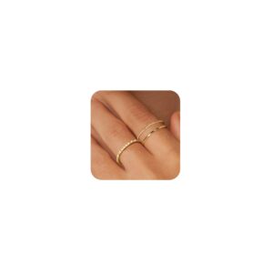 moodear thin 14k gold plated thumb ring set for women - dainty non tarnish rings size 7