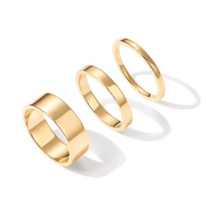 pavoi 18k gold plated rings set | gold stacking rings for women | stacking ring set (yellow gold, 6)