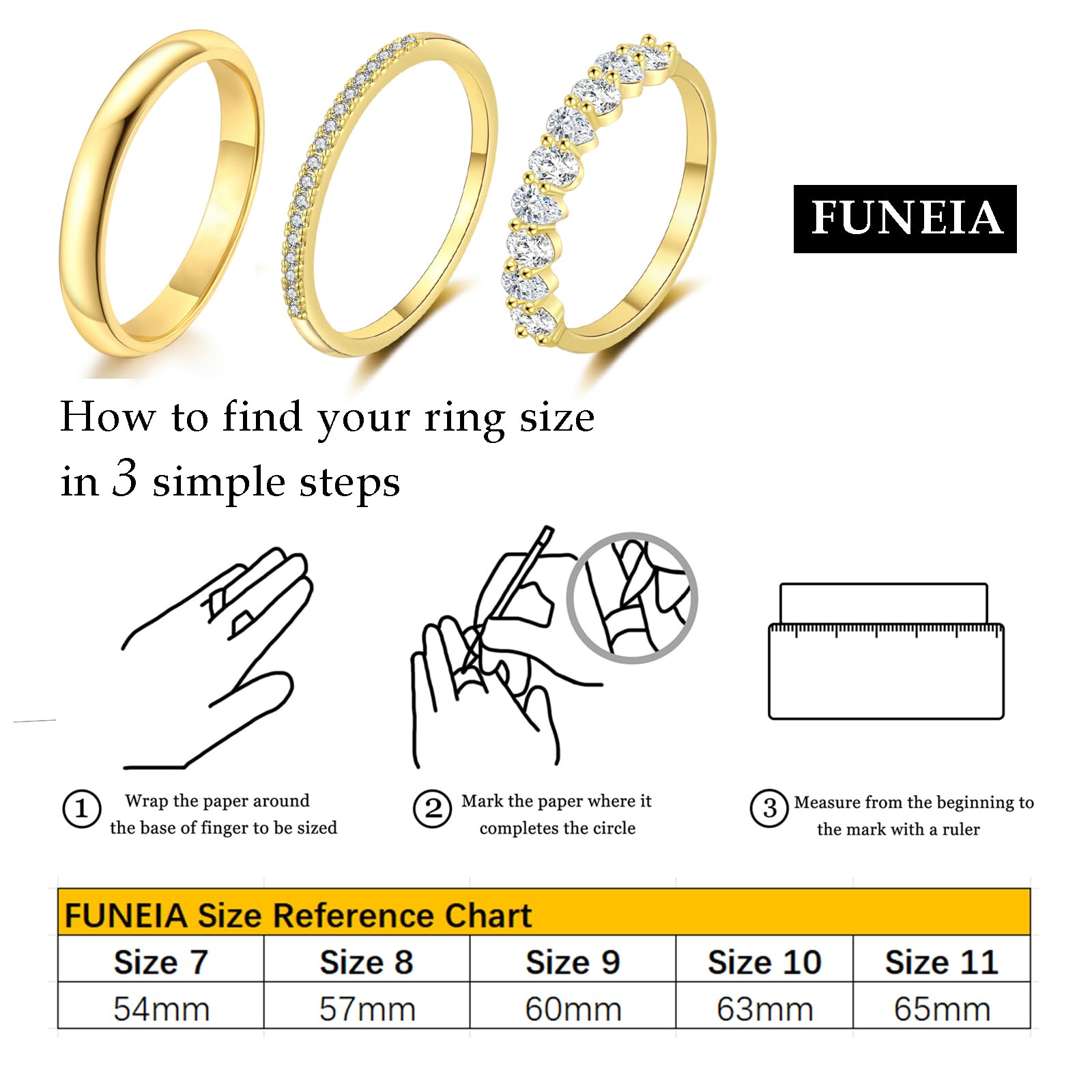 FUNEIA Stackable Gold Rings for Women Non Tarnish Trendy Dainty 14K Gold Plated Stacking Cubic Zirconia Thumb Ring Set Pack Statement Chunky Band Rings Promise Engagement Rings Size 7 8 9 10 11