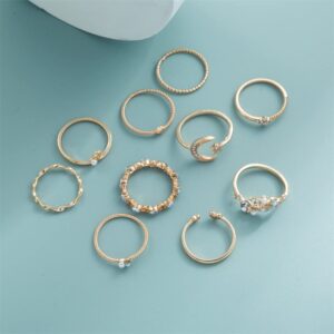 FUTIMELY Boho Retro Stackable Rings Sets for Teens Girls Women Rhinestone Knuckle Joint Finger Kunckle Nail Ring Sets (B)