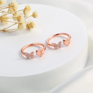 GLISHIVER Initial Rings for Women Teen Girls, Rose Gold Plated Butterfly Capital Letter Initial Rings for Women Teens Girls Letter Rings Alphabet Rings for Girls Teen Girls (K)