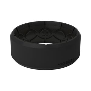 groove life zeus edge midnight black silicone ring breathable rubber wedding rings for men, lifetime coverage, unique design, comfort fit ring - size 10