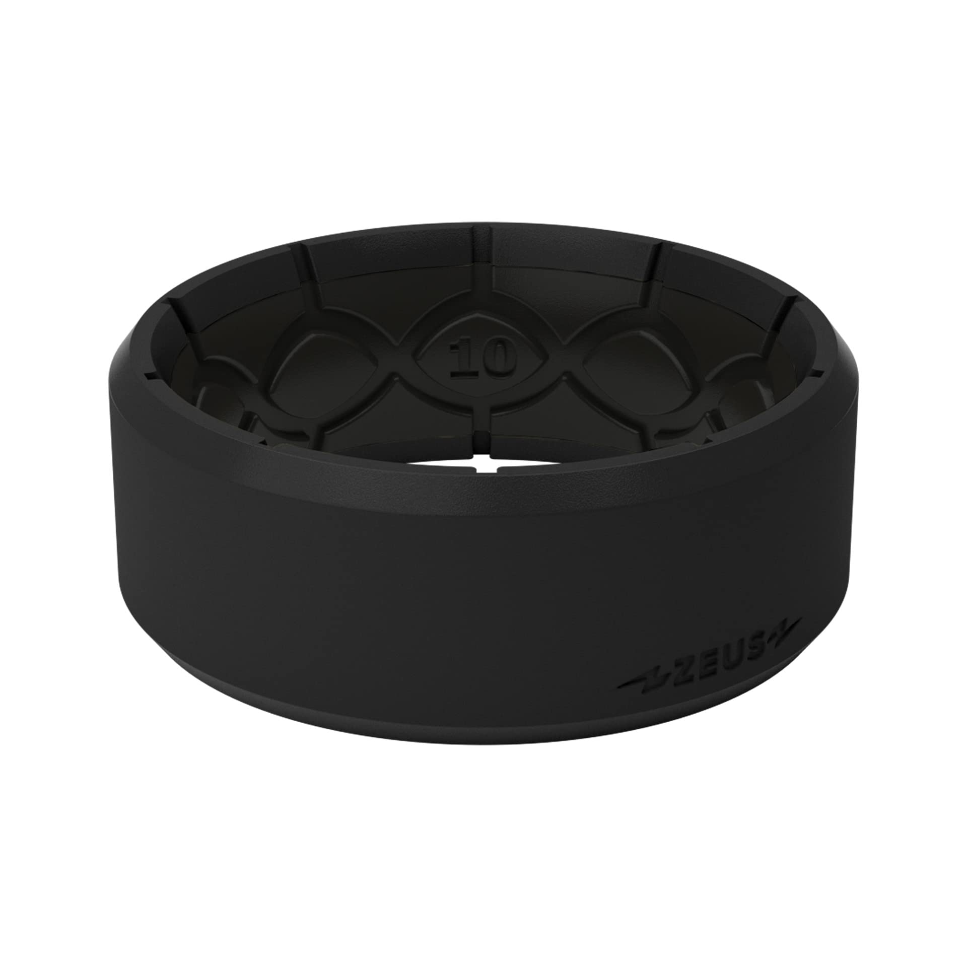 Groove Life Zeus Edge Midnight Black Silicone Ring Breathable Rubber Wedding Rings for Men, Lifetime Coverage, Unique Design, Comfort Fit Ring - Size 10