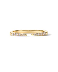 pavoi 18k yellow gold plated open eternity ring | cubic zirconia stacking bands for women | dainty stackable rings for women | size 5