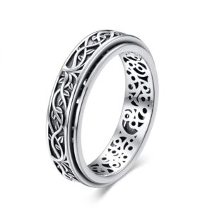 yafeini tree of life spinner fidget ring sterling silver tree of life ring for anxiety tree twig leaf nature filigree spinner ring stress relieving jewelry gifts for women men