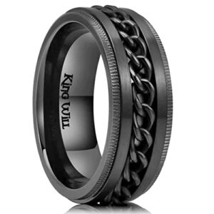 king will intertwine 8mm spinner ring black stainless steel fidget ring anxiety ring for men