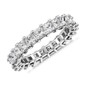 pavoi 14k gold plated white gold ring for women | princes cut stackable ring for women | eternity ring | 3x3mm sq. cubic aaaaa zirconia | size 8 | white gold