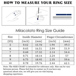 MILACOLATO 925 Sterling Silver Rings Set for Women | 18K White Gold Plated Wishbone Love Knot Feather Stackable Rings | Tarnish Resistant Stacking Thumb Rings Comfort Fit Size 8