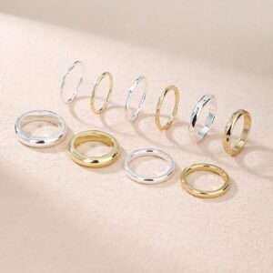 PNYFIL Gold Rings For Women Non Tarnish Plated Gold Ring Set Stackable Stacking Gold Filled Jewelry Finger Rings Wedding Bands Dainty Thumb Chunky Ring Pack Size5 6 7 8 9