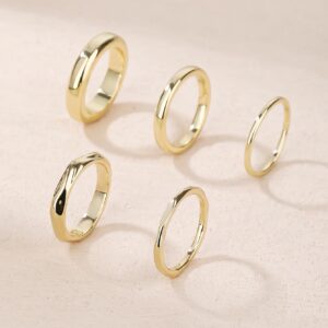 PNYFIL Gold Rings For Women Non Tarnish Plated Gold Ring Set Stackable Stacking Gold Filled Jewelry Finger Rings Wedding Bands Dainty Thumb Chunky Ring Pack Size5 6 7 8 9