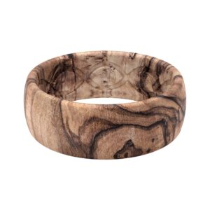 groove life nomad burled walnut silicone ring breathable rubber wedding rings for men, lifetime coverage, unique design, comfort fit ring - size 10