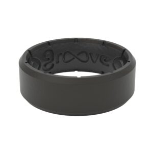 groove life edge black/black silicone ring - breathable rubber wedding rings for men, lifetime coverage, unique design, comfort fit ring - size 10