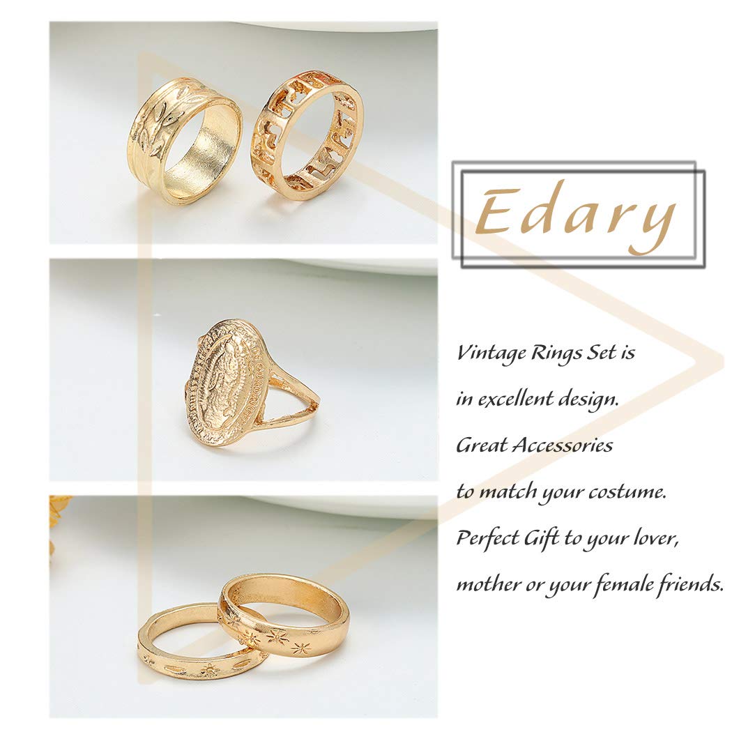 Edary Vintage Ring Set Carved Knuckle Rings Crystal Rings Set Gold Stackable Rings Midi Rings Finger Jewelry for Women(13PCS)