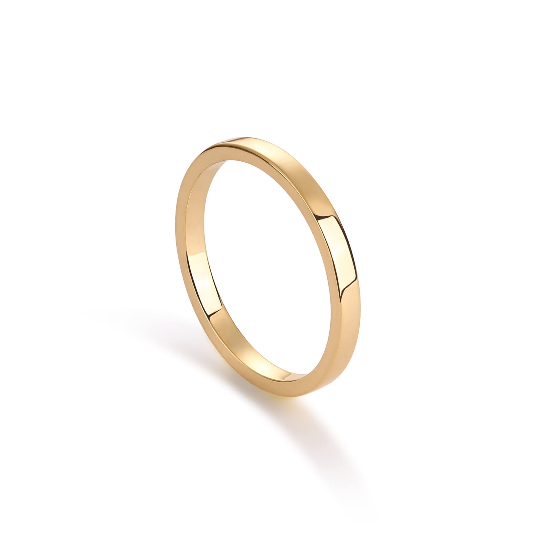 PAVOI 14K Gold Plated Stacking Ring | Bands for Women (Yellow Plated, 7)